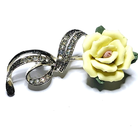 Avon | Jewelry | Vintage Avon Yellow Porcelain Nina Ricci Rose ...